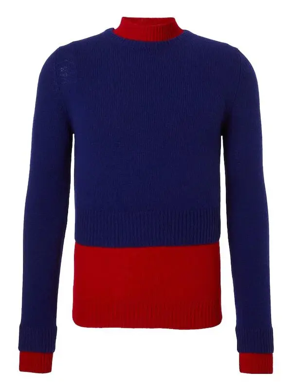 JIL SANDER Layered Wool Sweater - Blue
