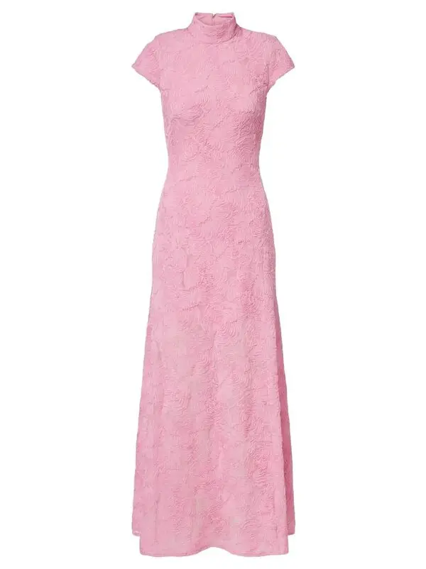 ROTATE BY BIRGER CHRISTENSEN Floral Mesh Maxi Dress - Pink
