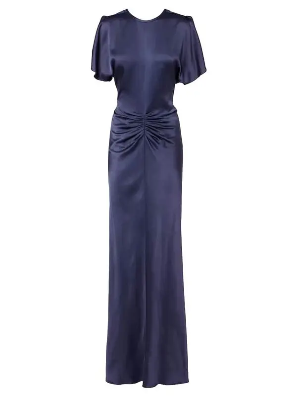 Victoria Beckham Isabella Gathered Satin Gown - Blue