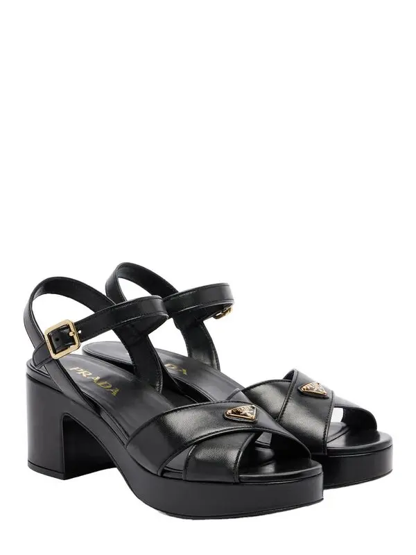 Prada Leather Platform Sandals - Black