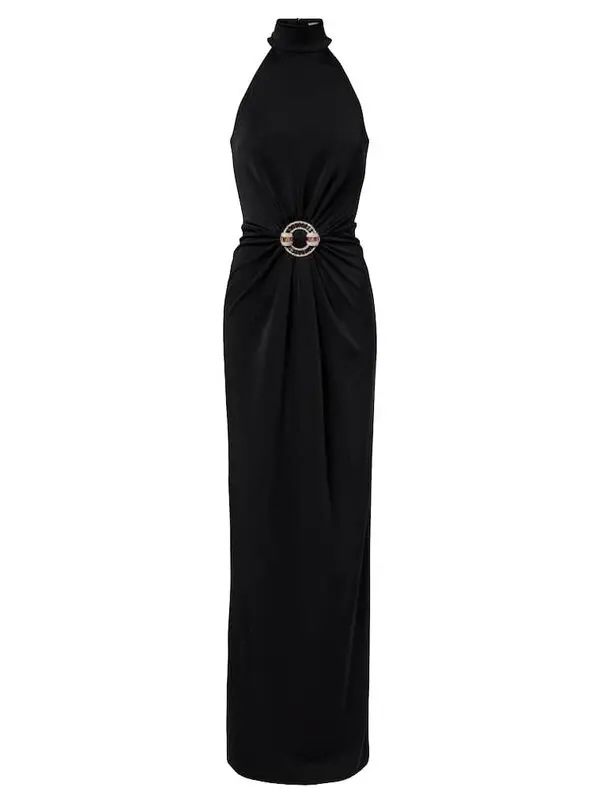 Rebecca Vallance Nala Embellished Halterneck Gown - Black