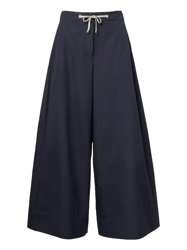 Max Mara Gufo Cotton Poplin Wide-leg Pants - Blue