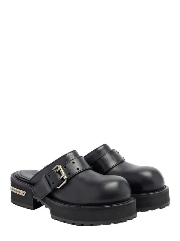 Balenciaga Venom Leather Mules - Black
