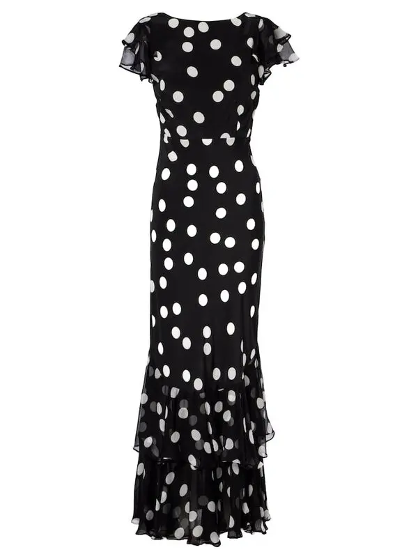 Rixo Ordinia Polka-dot Silk Dress - Black