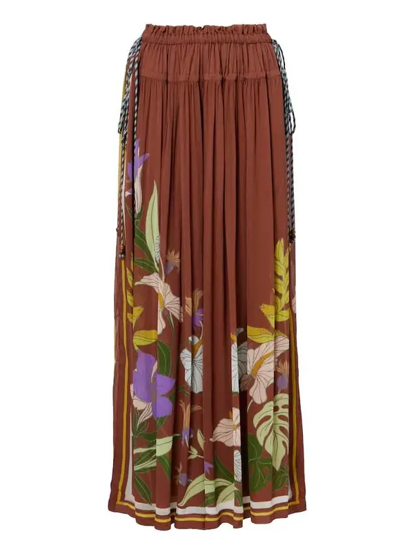ALEMAIS Alfie Floral Wide-leg Pants - Brown