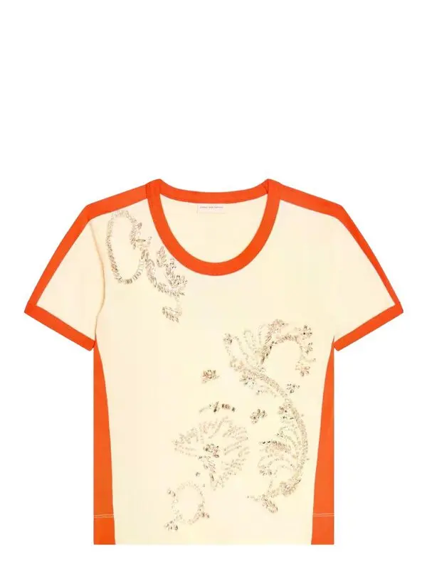 Dries Van Noten Embellished-appliqué T-shirt - Neutrals
