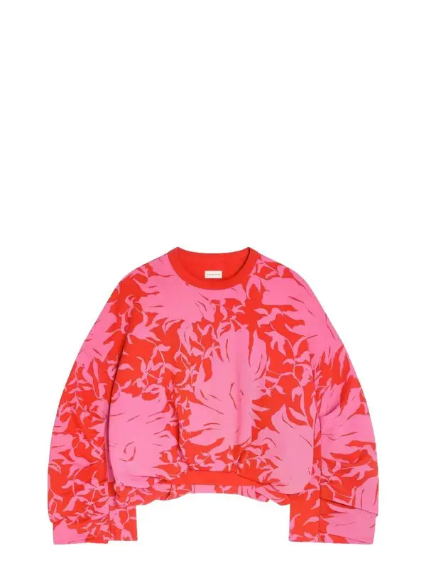 Dries Van Noten Floral-print Relaxed Fit Sweatshirt - Pink