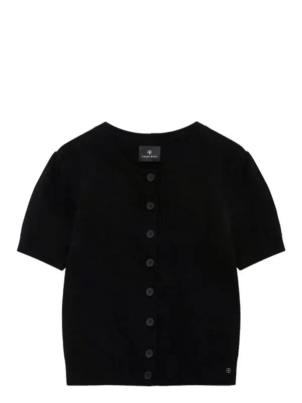 ANINE BING Gracie Short-sleeve Cardigan - Black