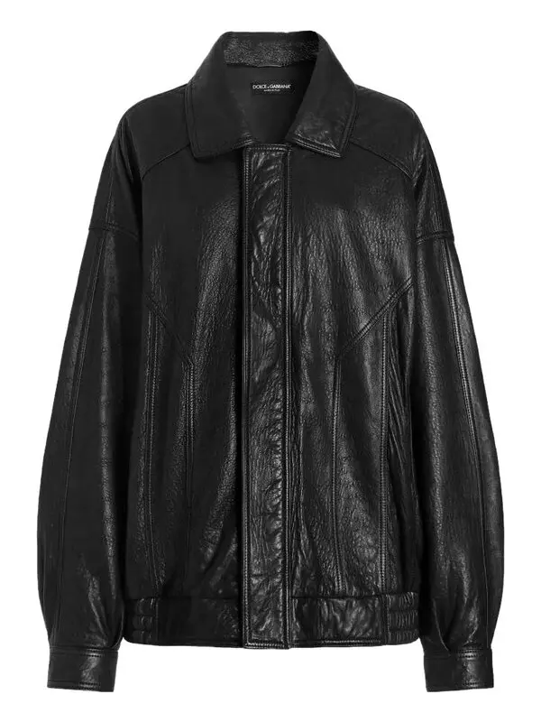 Dolce & Gabbana Collar Zip-fastening Leather Jacket - Black