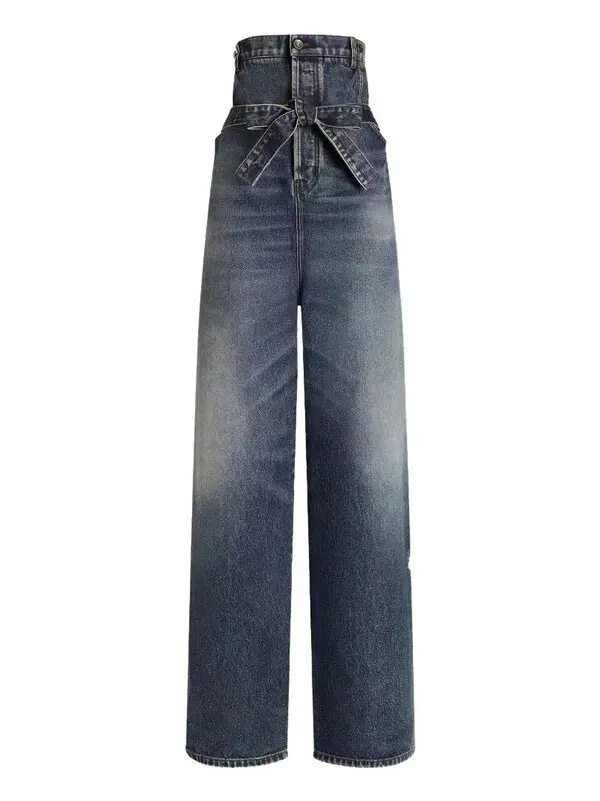 Dolce & Gabbana Belted Wide-leg Jeans - Blue