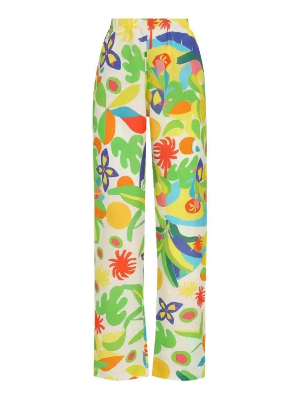 AMIR SLAMA Floral Print Trousers - White