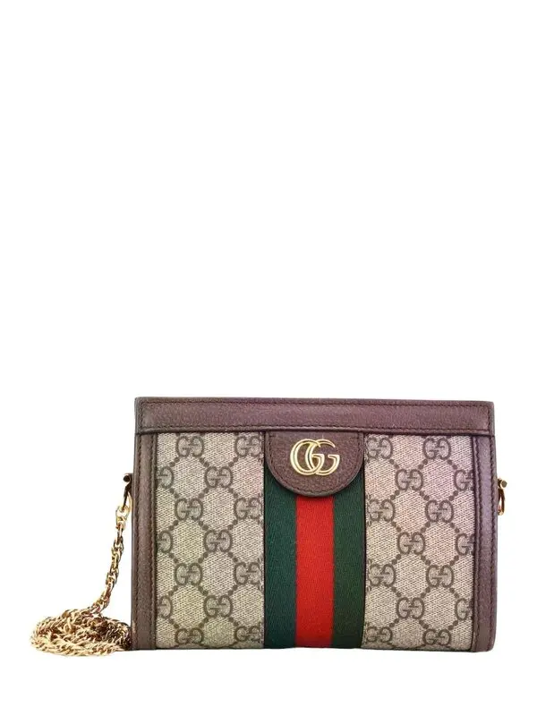 Gucci Ophidia Chain Shoulder Bag Gg Coated Canvas Mini - Brown