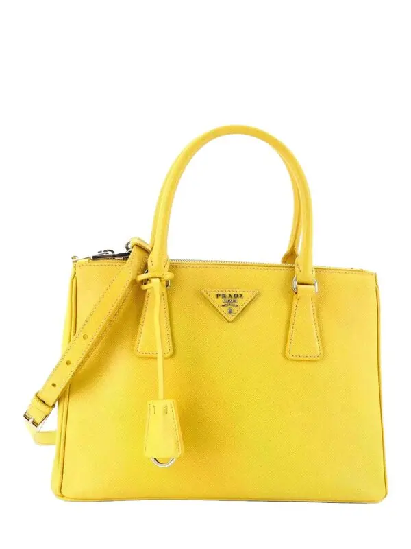 Prada Galleria Double Zip Saffiano Leather Small Tote Bag - Yellow