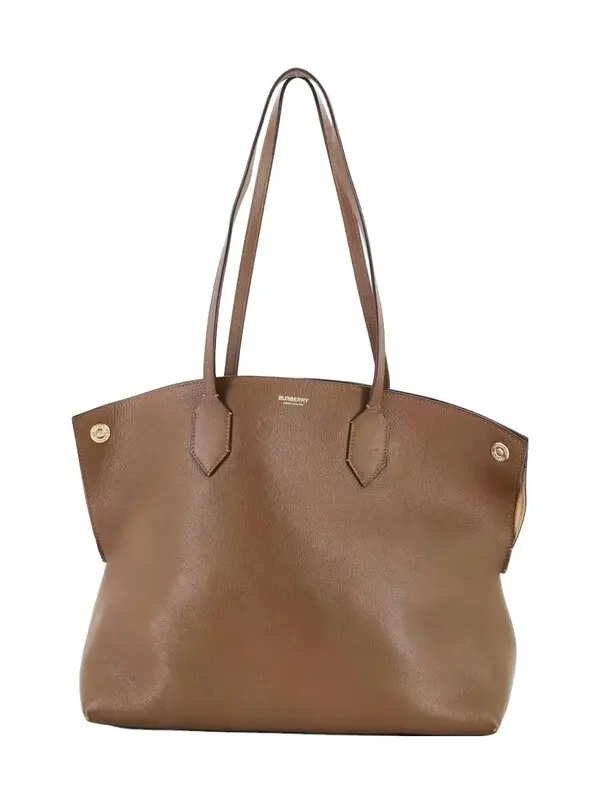 Burberry Society Leather Large Tote Bag - Brown