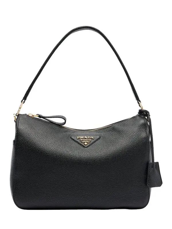 Prada Medium Leather Shoulder Bag - Black