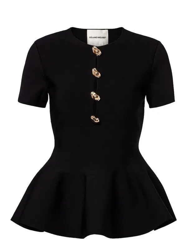 Roland Mouret Embellished Peplum Top - Black
