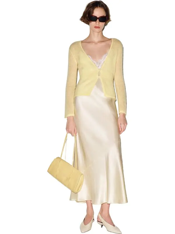 REFORMATION Delphine Sheer Cardigan - Yellow