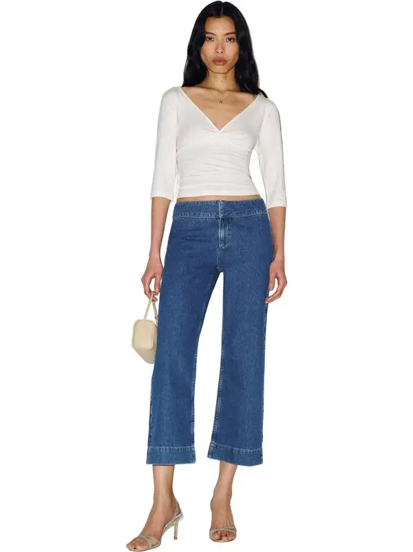 REFORMATION Kat Low Rise Straight Cropped Jeans - Blue