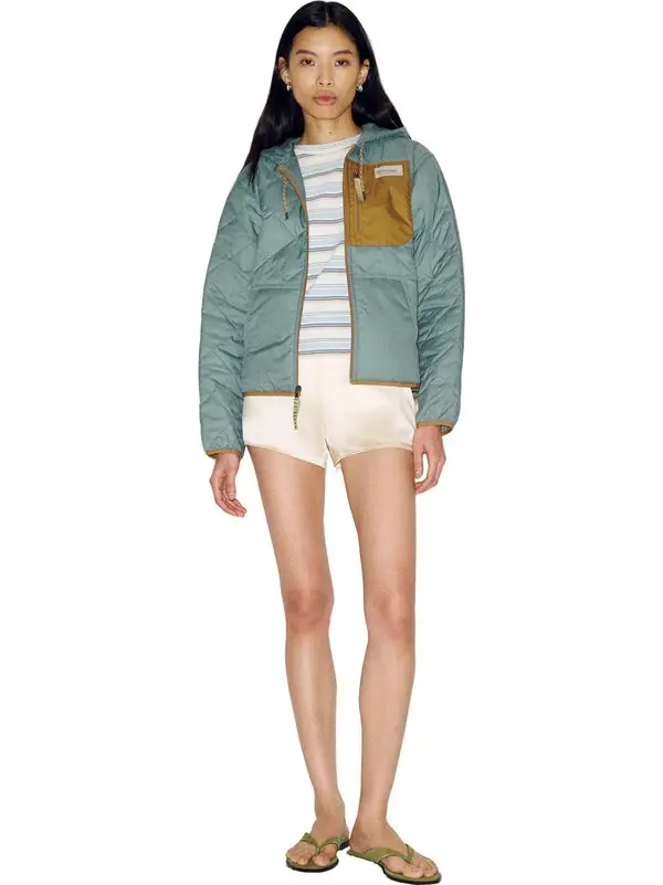 REFORMATION Diamond Quilted Bomber Hoody - Blue