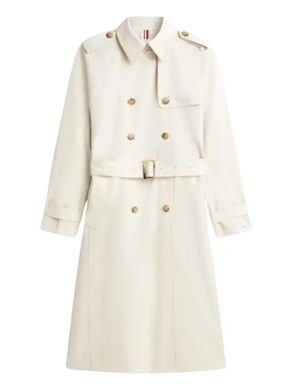 Tommy Hilfiger Gold-tone Button Trench Coat - White