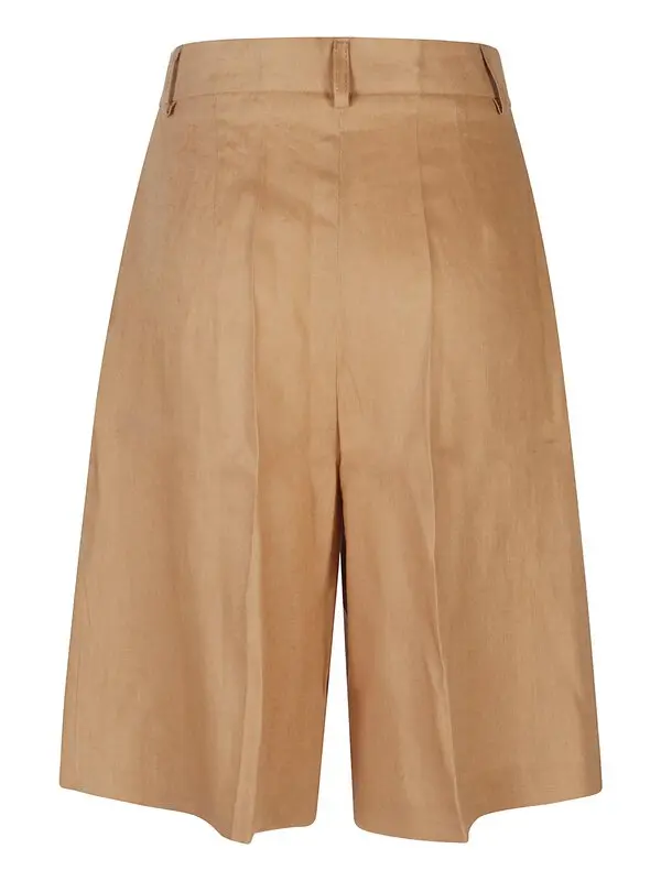 ACTUALEE Linen Pleated Shorts - Beige