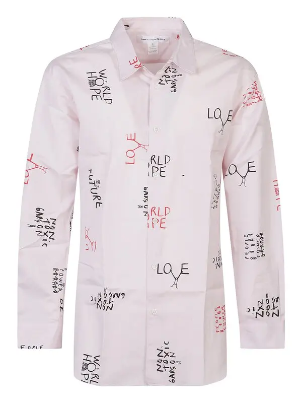 Comme Des Garçons Shirt With All-over Print - Pink