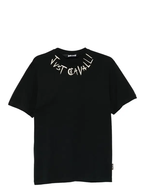 Just Cavalli T-shirt With Logo On The Edge - Black