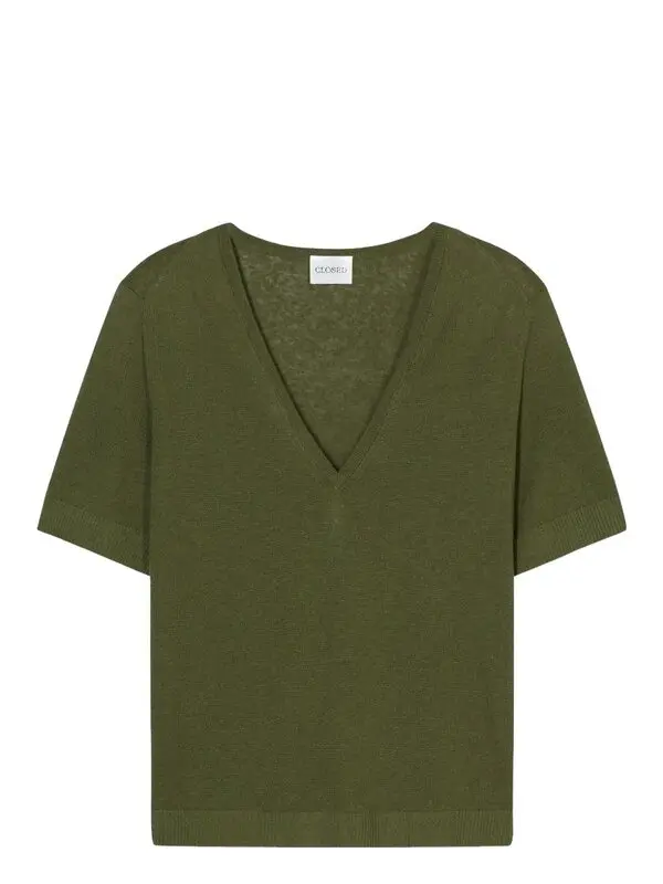 Closed Linen And Cotton V-neck Sweater - Green