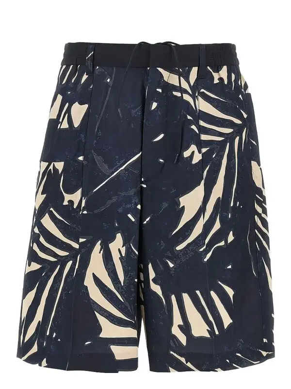 Emporio Armani Printed Linen Blend Shorts - Black