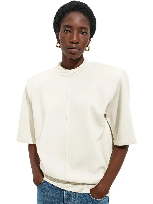 Bottega Veneta Wool Tailored Top - Parchment