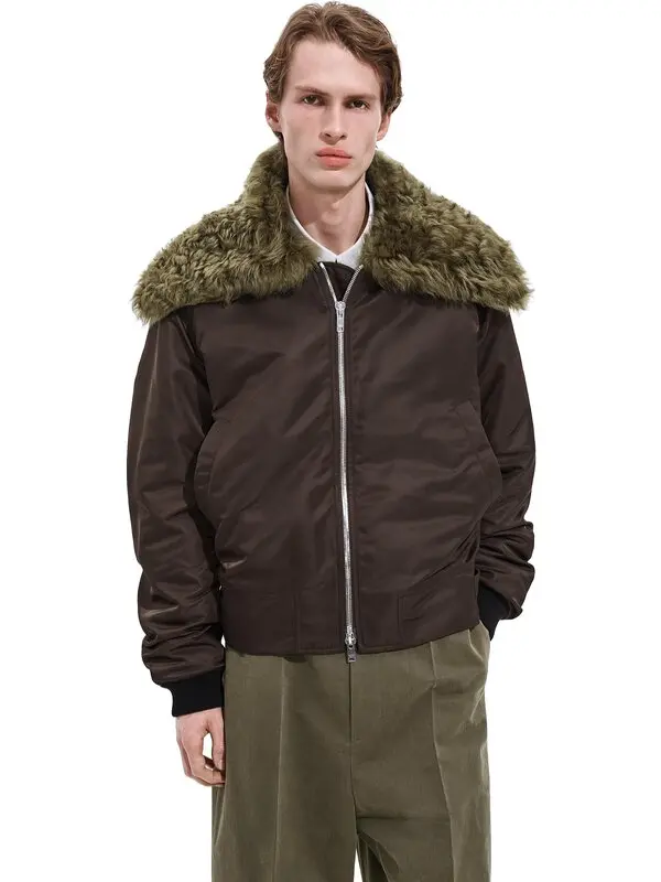 Bottega Veneta Padded Nylon Bomber - Chocolate