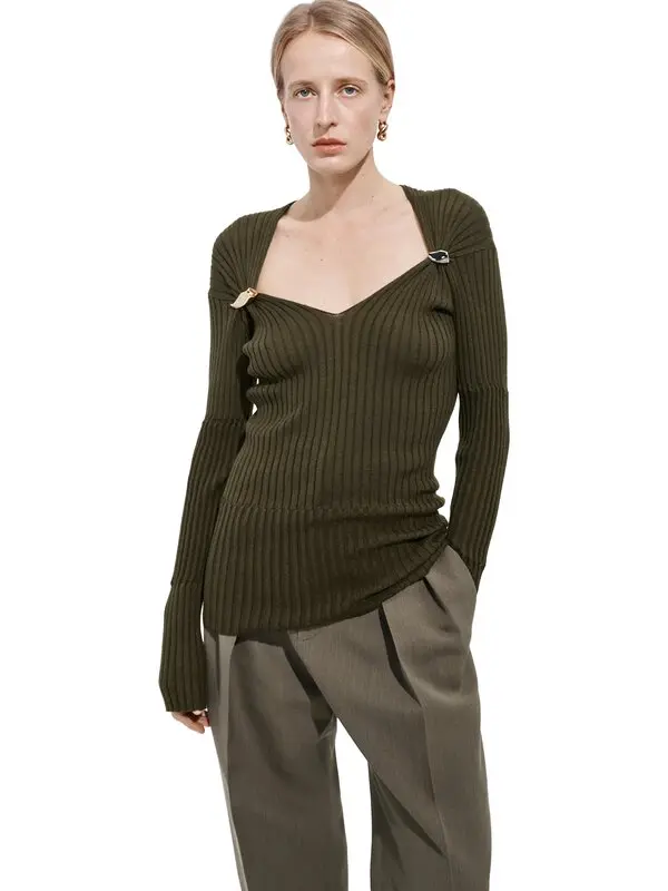 Bottega Veneta Cashmere And Silk Rib Sweater - Wader Green