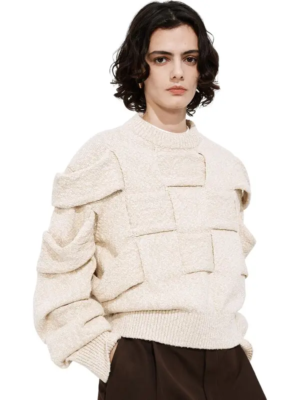 Bottega Veneta Cotton Intrecciato Sweater - Chalk/beige
