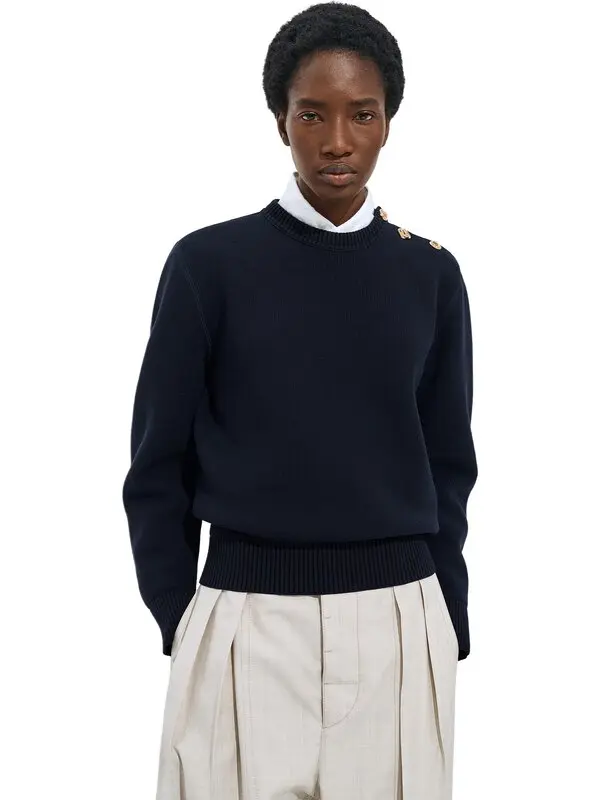 Bottega Veneta Wool And Cotton Sweater - Midnight Blue