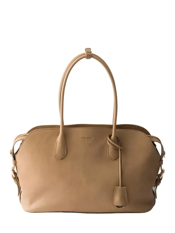Prada Large Leather Tote Bag - Neutral
