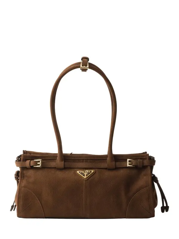 Prada Bonnie Medium Nubuck Leather Handbag - Brown