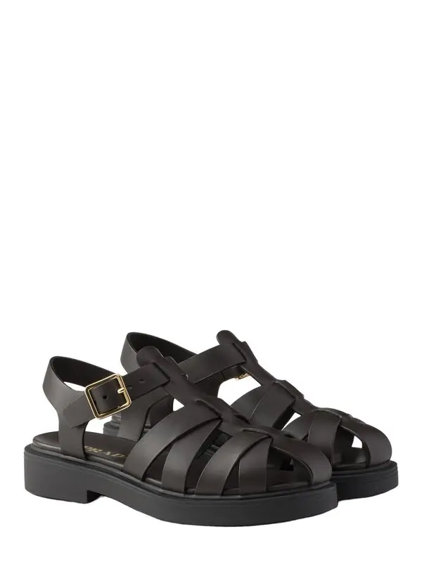 Prada Leather Fisherman Sandals - Brown