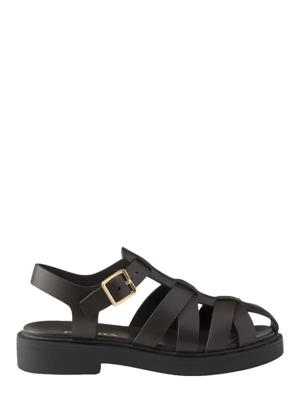 Prada Leather Fisherman Sandals - Brown