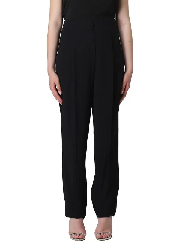 Emporio Armani Viscose Blend Wide Leg Trousers - Black