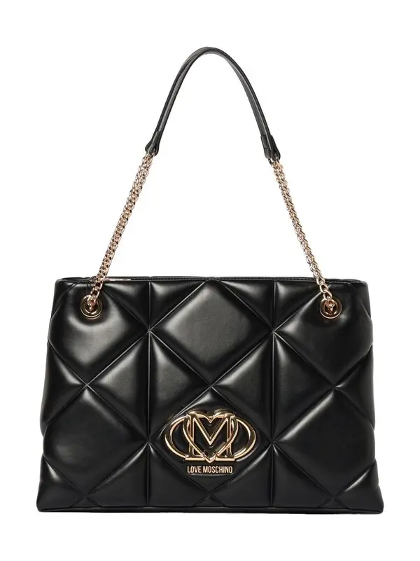 Moschino Quilted Shoulder Bag With Chain Strap - Black