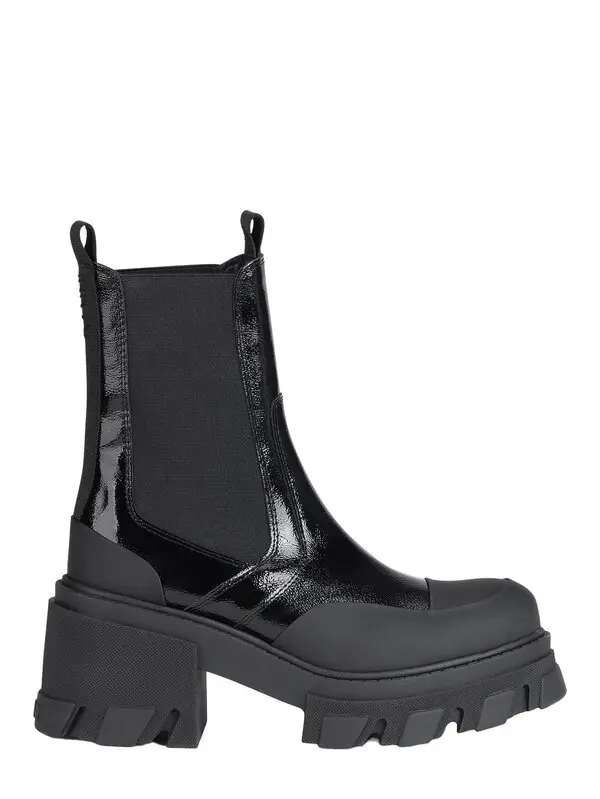 GANNI Cleated Heeled Mid Chelsea Boots - Black