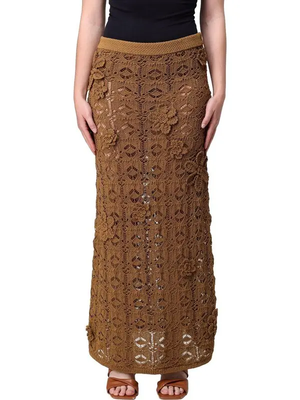 Pinko Crochet Maxi Skirt - Brown