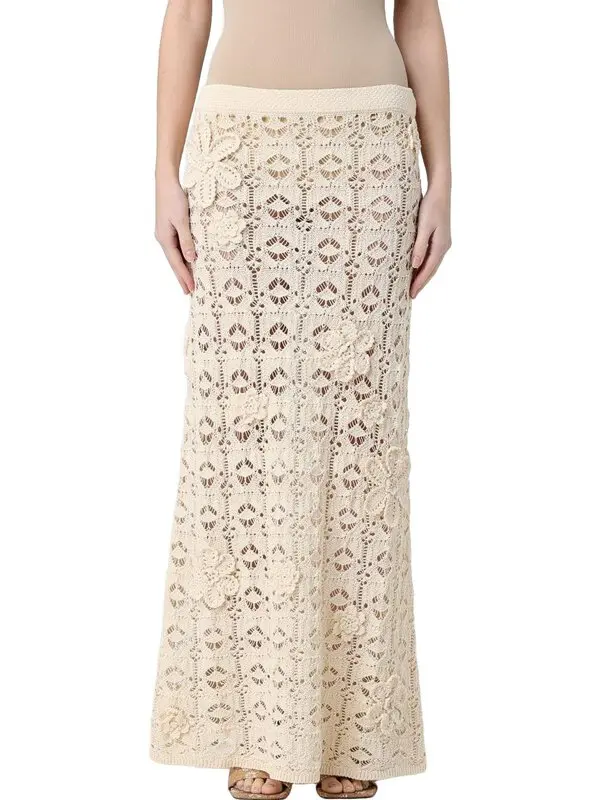 Pinko Crochet Maxi Skirt - Yellow Cream