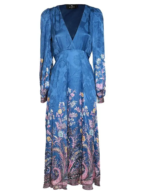 Etro Floral Print Dress - Blue