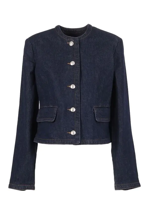 7 For All Mankind Button Detailed Jacket - Blue