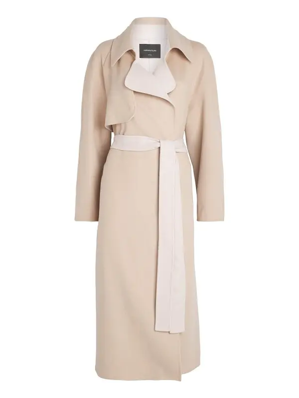 Fabiana Filippi Virgin Wool Belted Trench Coat - Beige