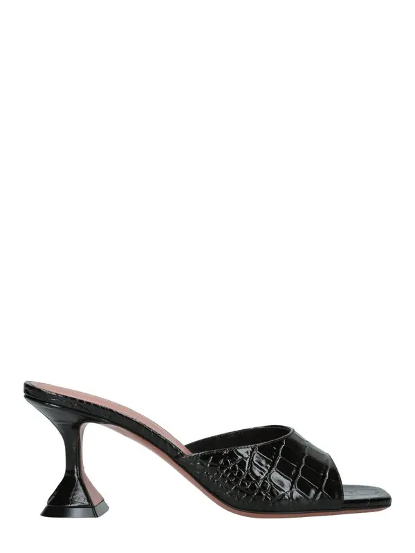 Amina Muaddi Lupita 70 Croc-embossed Leather Mules - Black
