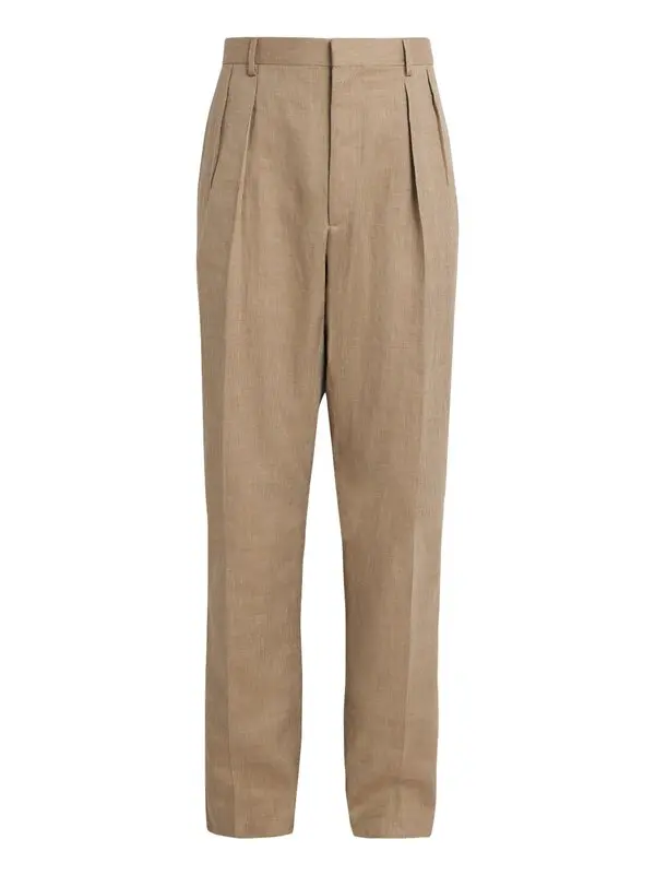 Ralph Lauren Purple Label Linen-silk-cotton Tailored Trousers - Brown