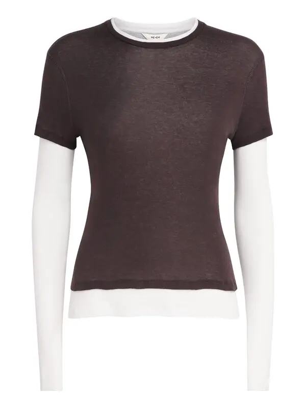 ME+EM Cotton Double-layer Top - Brown