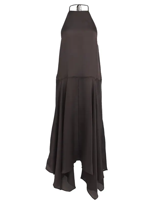 ST. AGNI Silk Handkerchief Maxi Dress - Brown